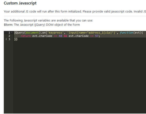 How To Validate And Ensure Fluent Form Address Zip Code Field Accept Only Numeric Value Pure
