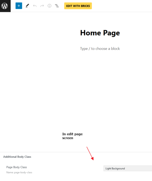 Add Dynamic Body Css Class Control Bricks Builder Page Settings Customization Pure Coding